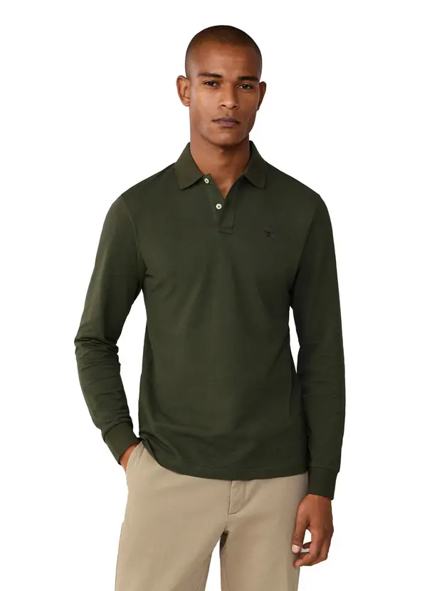 Slim Fit Long Sleeve Pique Polo - ABC